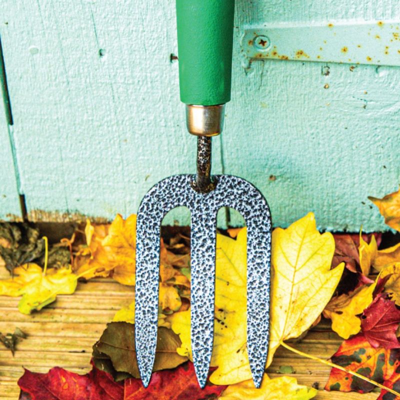 Green & Grey Carbon Steel Garden Hand Fork