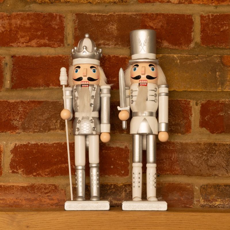 30cm Assorted Silver and White Nutcracker - Pack of 2 - Christmas ...
