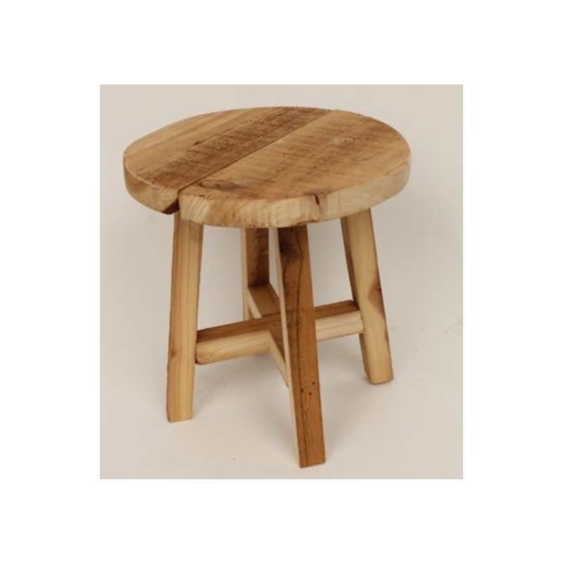 Large Solid Wood Round Stool