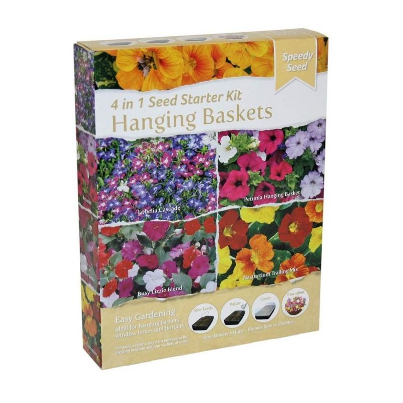 Grow your own Flowers for Hanging Baskets - 4 in 1 Seed Starter Kit