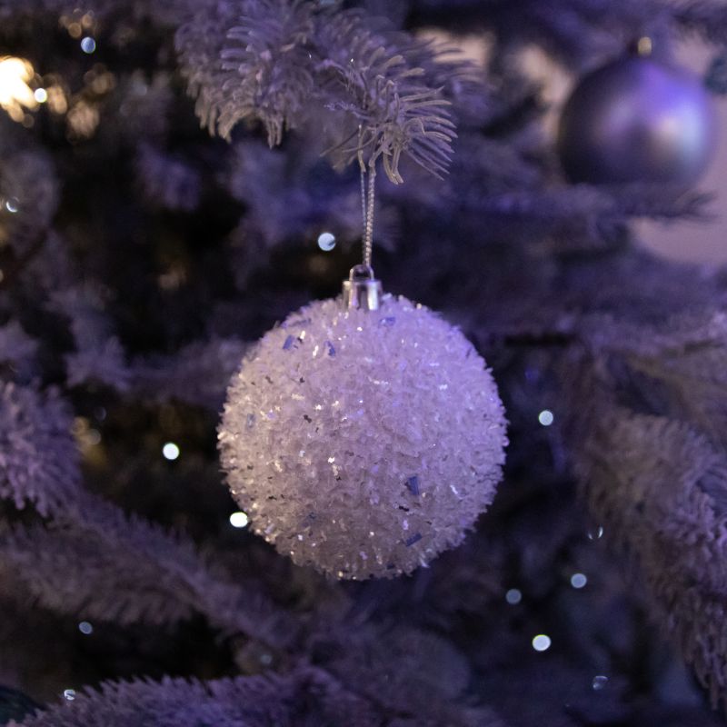 White and Blue - Glitter Baubles - Christmas Tree Decoration - Pack of 12