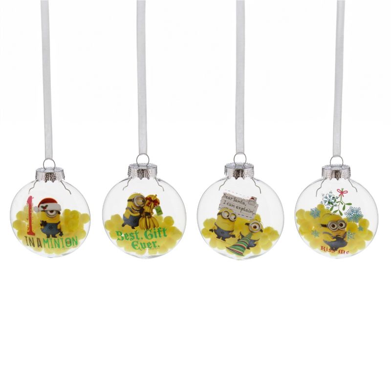 Minion Christmas Bauble - Christmas Tree Decoration - Pack of 4 ...