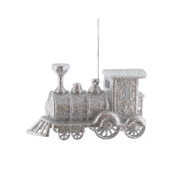 Silver Glitter Train Ornament - Christmas Decoration