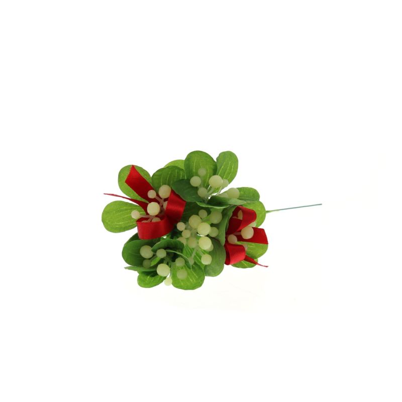 White Berry & Red Ribbon Pick - Christmas Tree Decoration