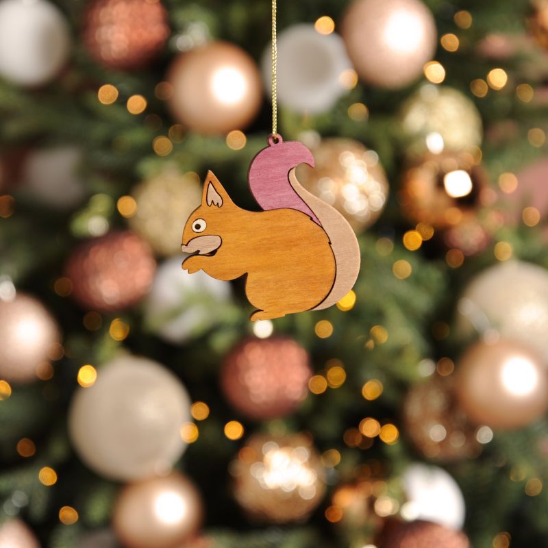 Scandinavian Wooden Squirrel - Christmas Tree Decoration