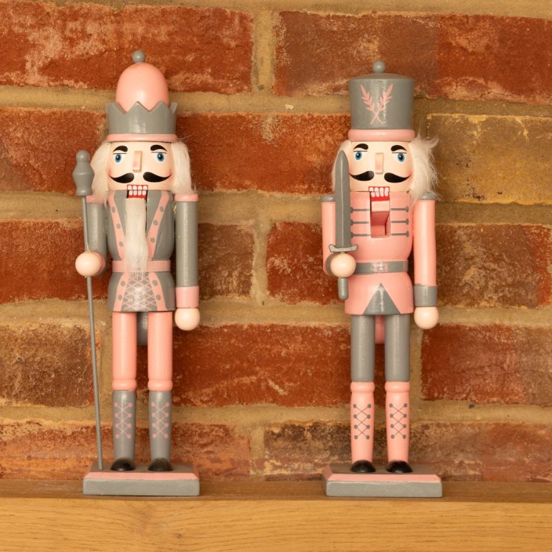 Blush Pink and Silver Nutcrackers - Christmas Decoration - Pack of 2