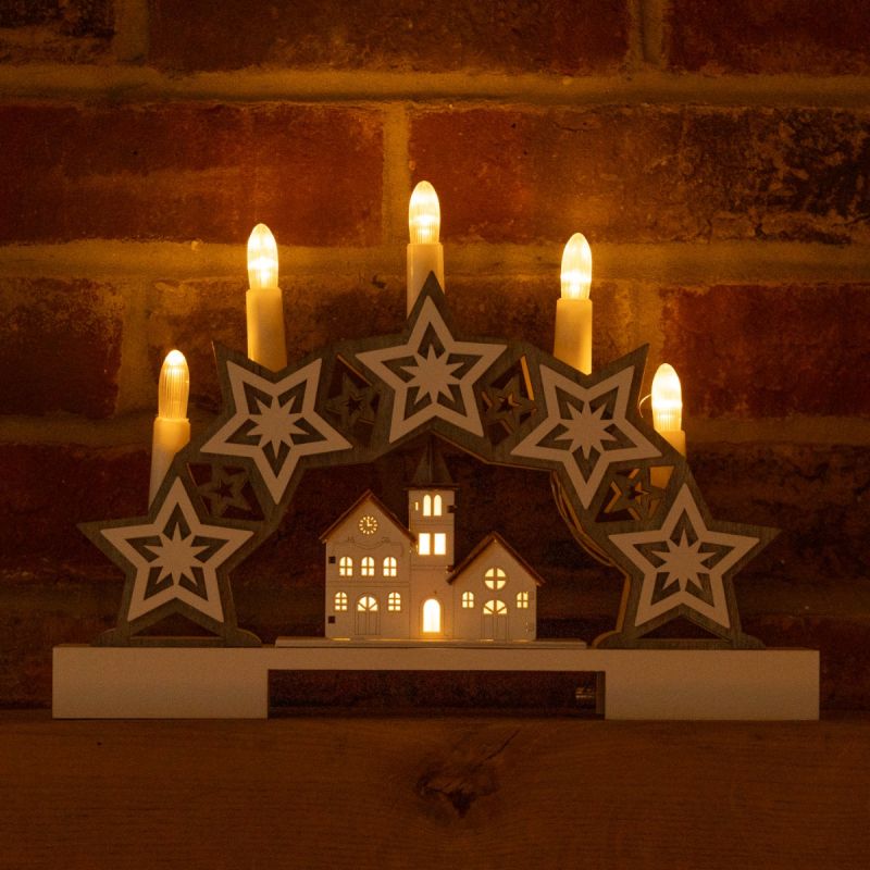 Star and Village Candle Bridge - Christmas Decoration