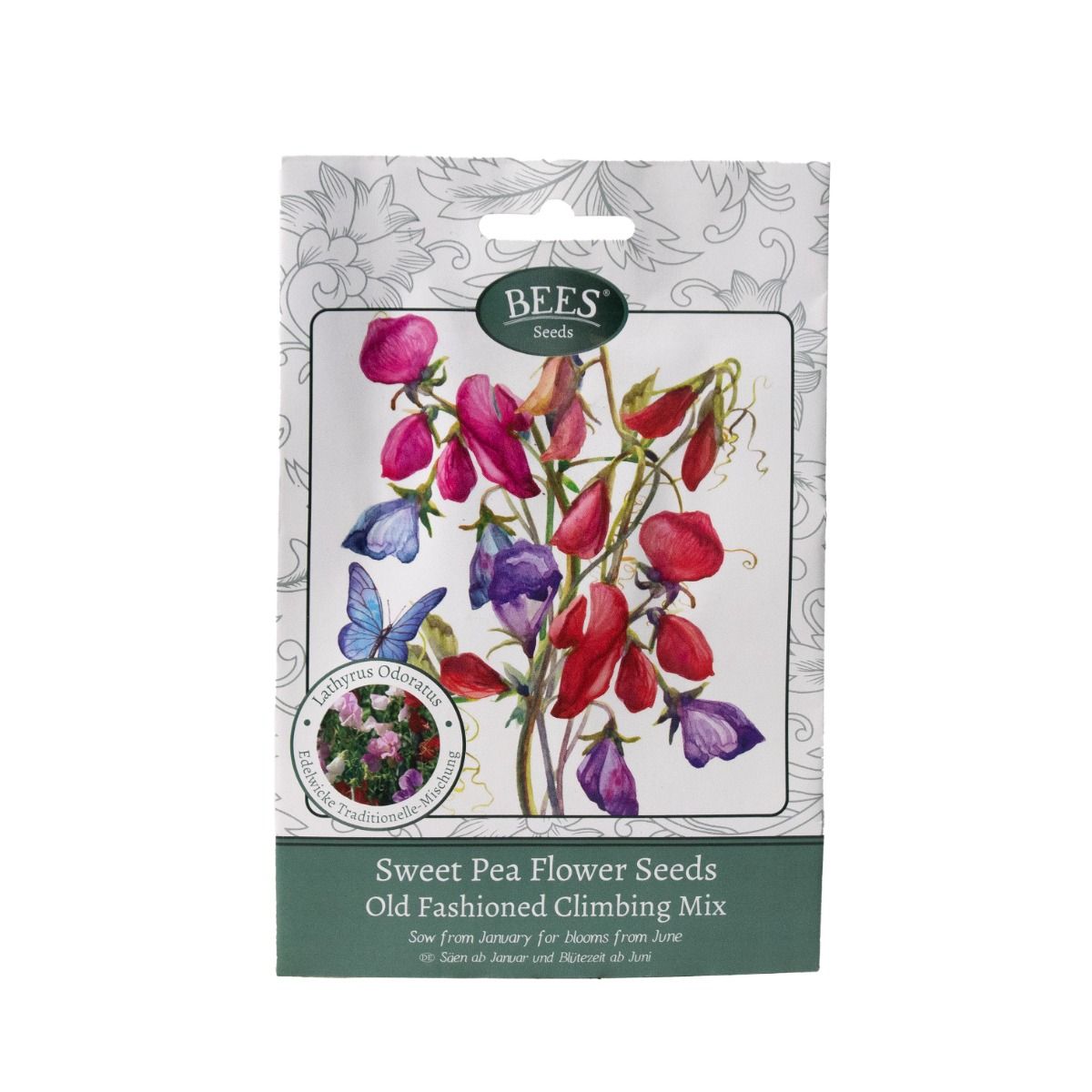 Bees Seeds Sweet Pea Old Fashioned Mix - Fragrant Flower Seed Packet