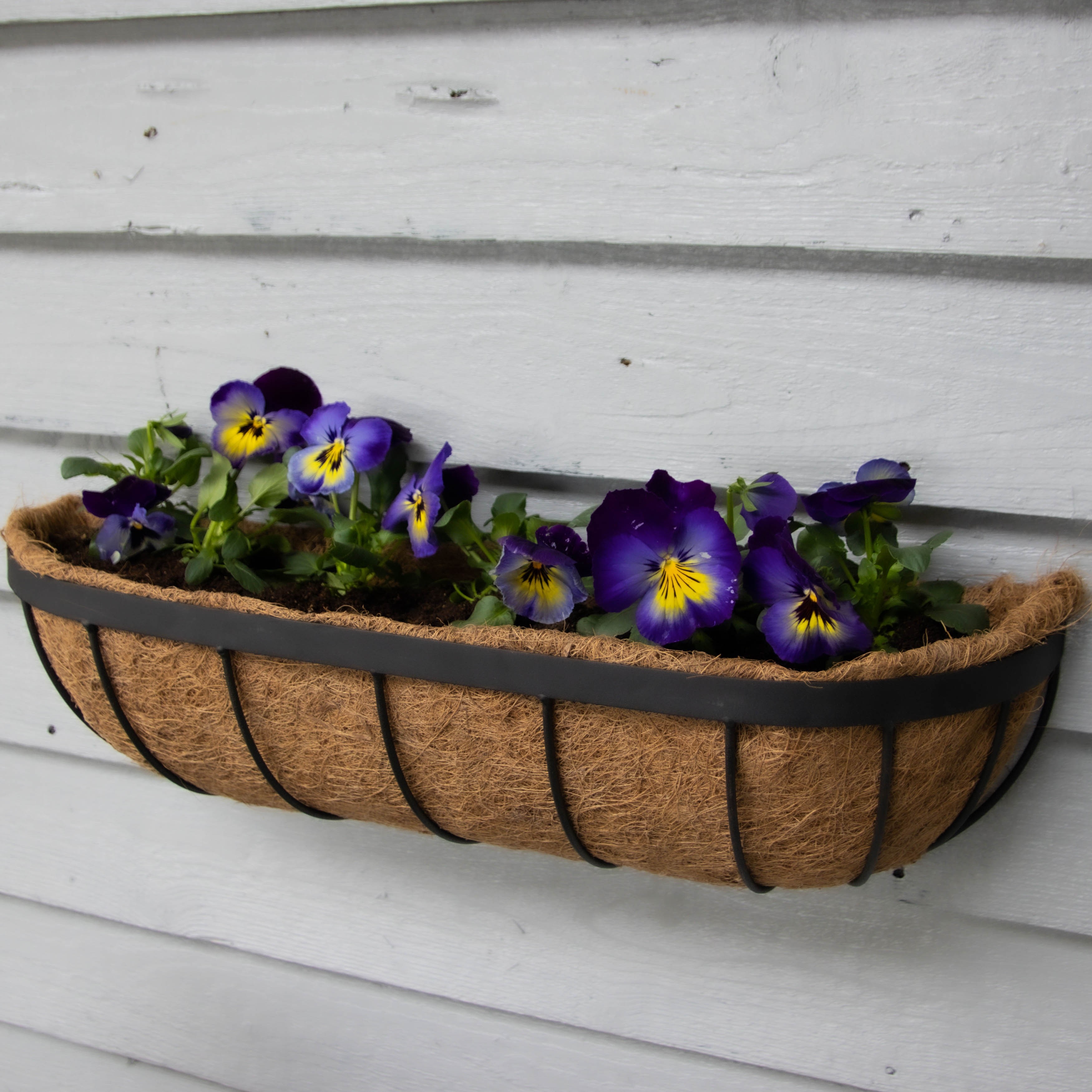 Metal Wall Trough Basket With Liner - Large (60cm)