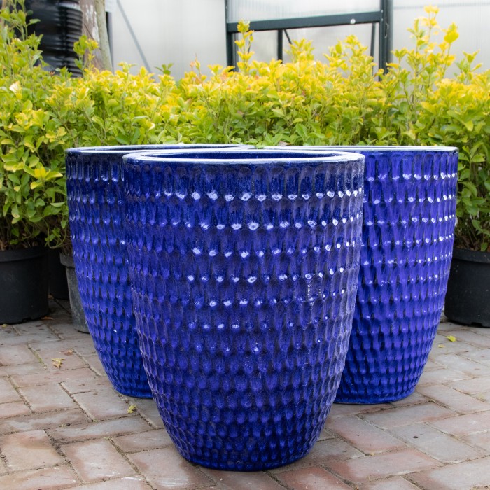 Large Vertical Wave Planter in Blue