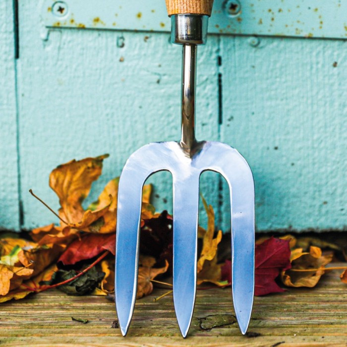 Ash & Steel : Heavy Duty Stainless Steel Garden Hand Fork with Ash Handle