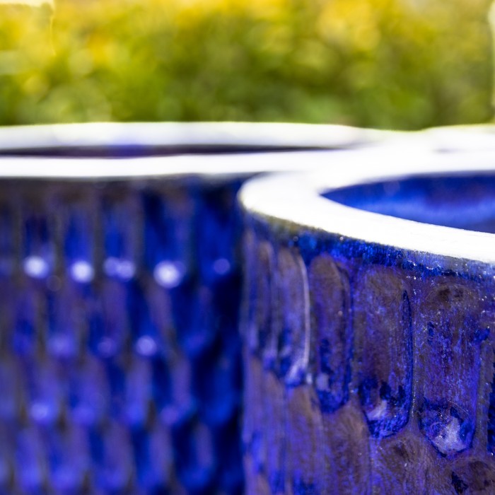 Large Vertical Wave Planter in Blue