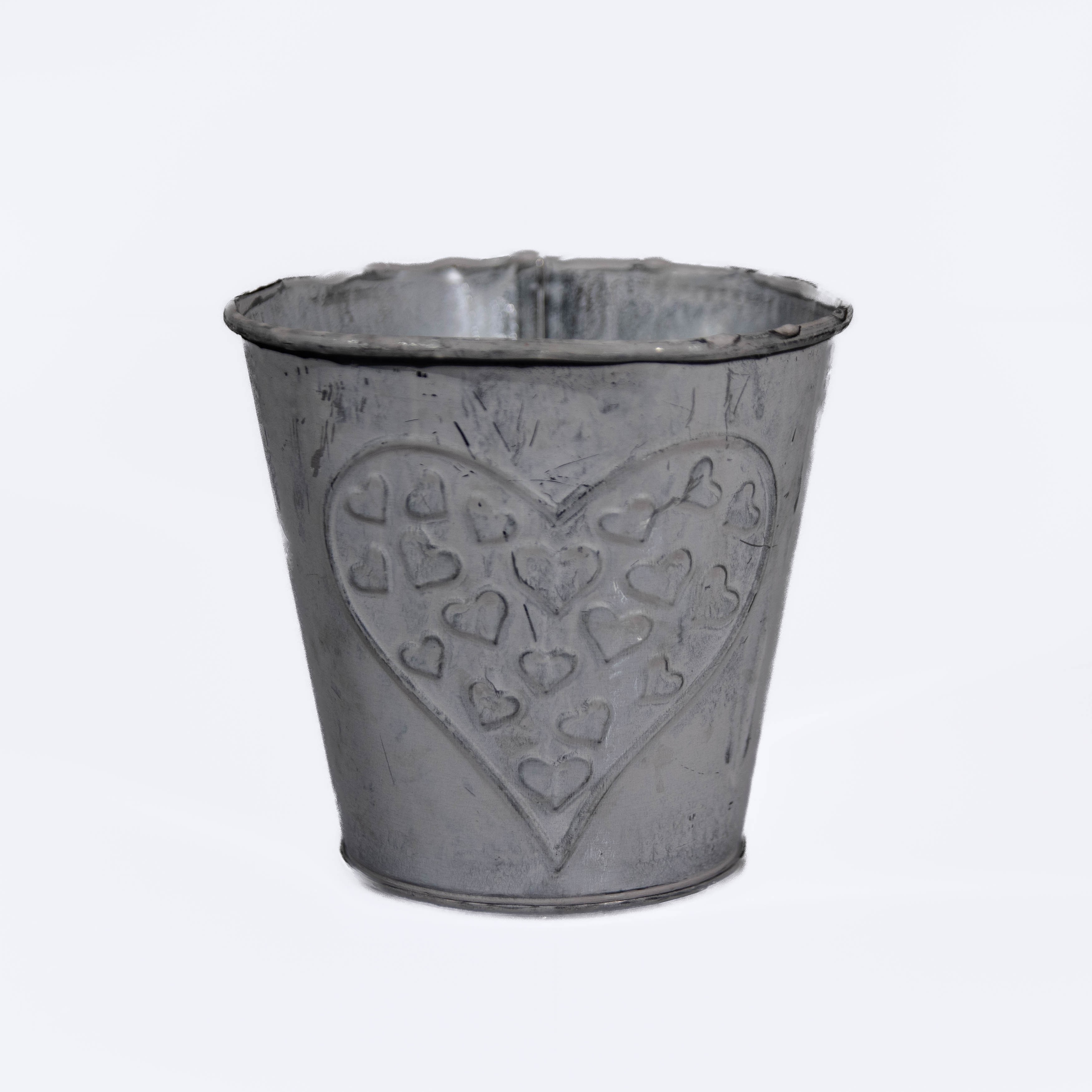 Heart Zinc Pot - Pack Of Three - Small (11cm)