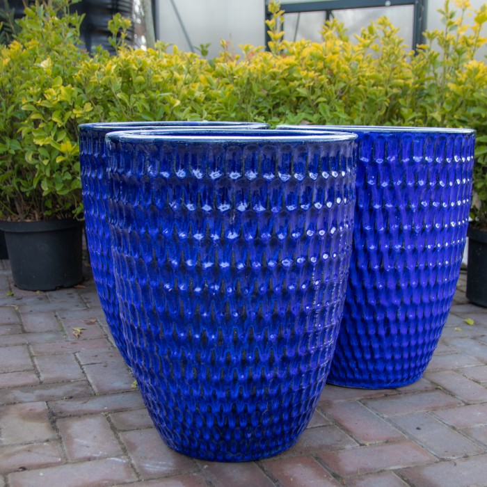 Large Vertical Wave Planter in Blue