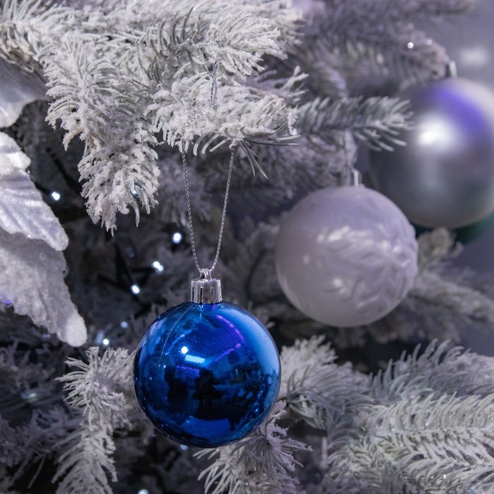 Christmas Tree Decorations - Royal Blue Baubles - Pack of 24