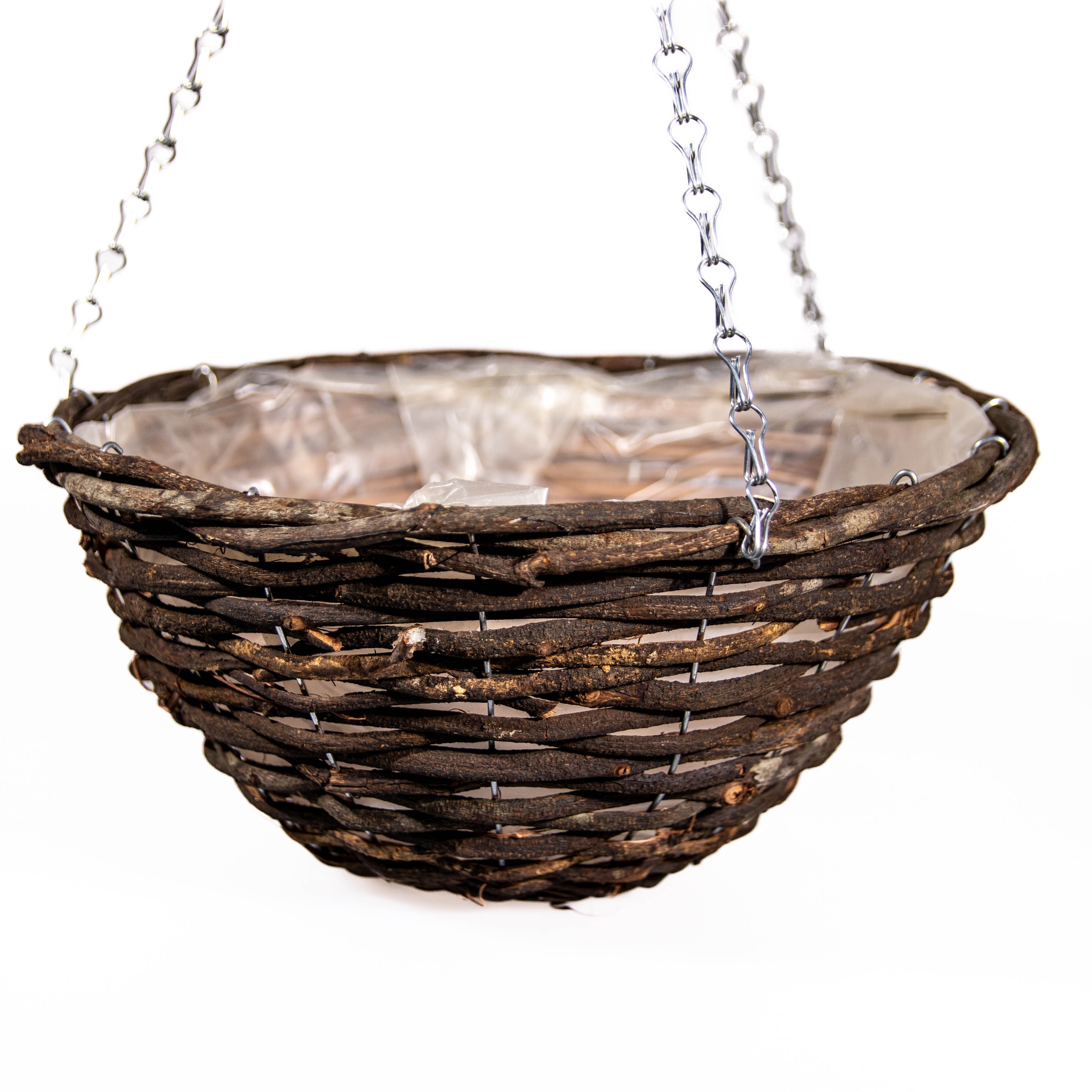 Brown Rattan Hanging Basket - Pack of Two - Large (35cm)