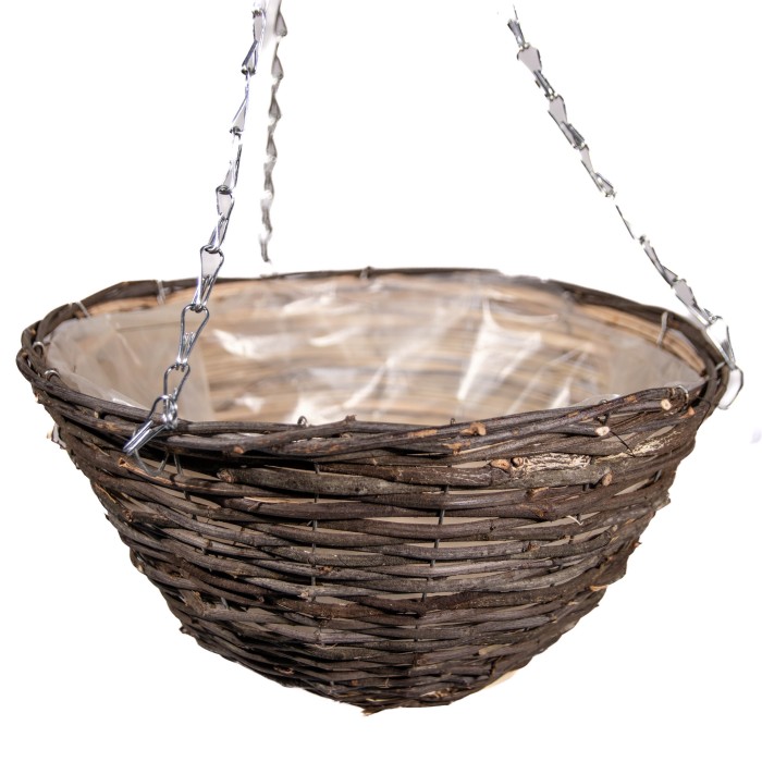 Brown Rattan Hanging Basket - Pack of Two - Medium (30cm)